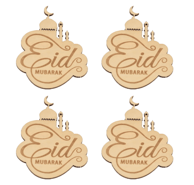 Eid Wooden Shape Pendant Ornament [96 PACK] DIY Cutouts EID MUBARAK ...