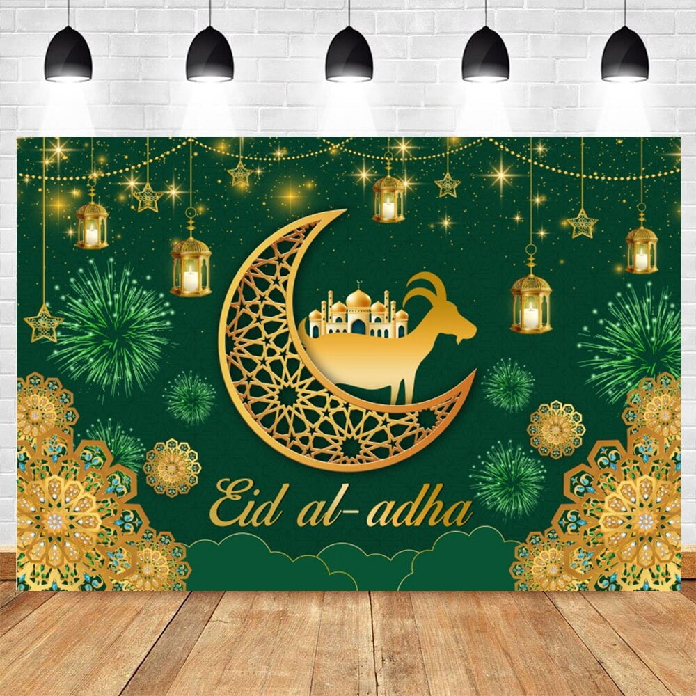 Eid al Adha Backdrop Islamic Mubarak Ramadan Party Mosque Golden Lamps ...