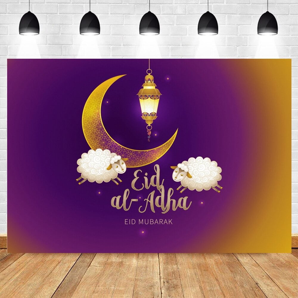 Eid al Adha Backdrop Islamic Mubarak Ramadan Party Mosque Golden Lamps ...