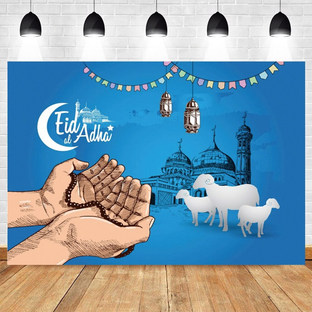 Eid al Adha Backdrop Islamic Mubarak Ramadan Party Mosque Golden Lamps ...