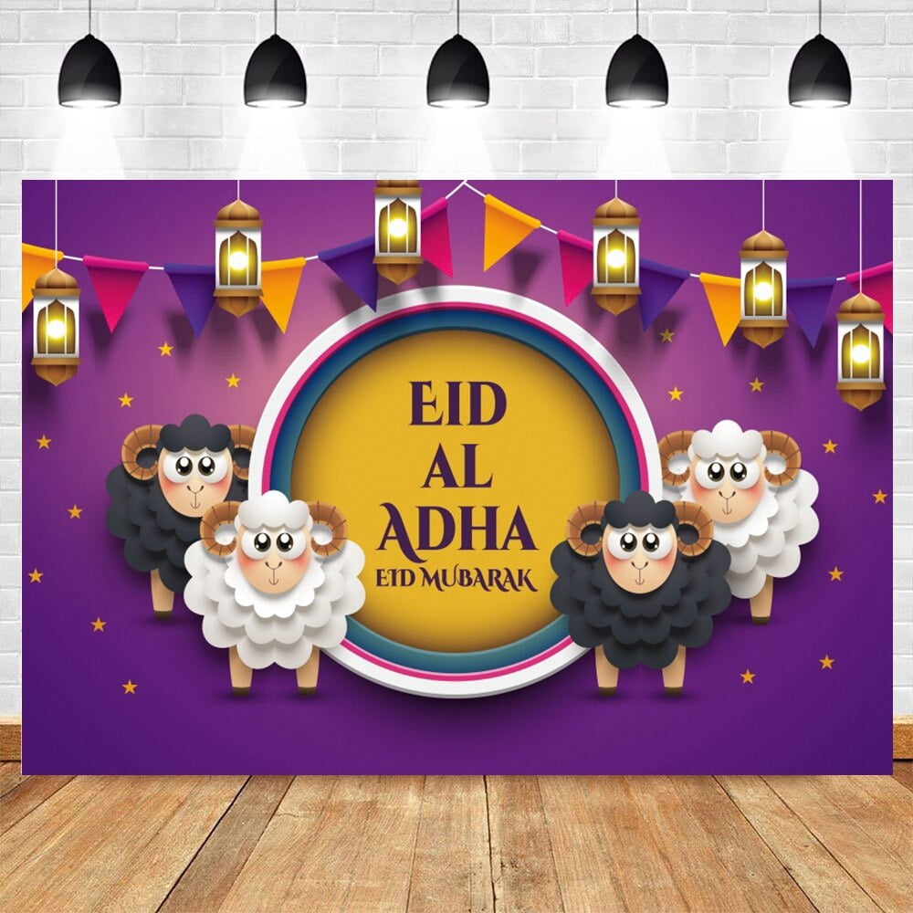 Eid al Adha Backdrop Islamic Mubarak Ramadan Party Mosque Golden Lamps ...