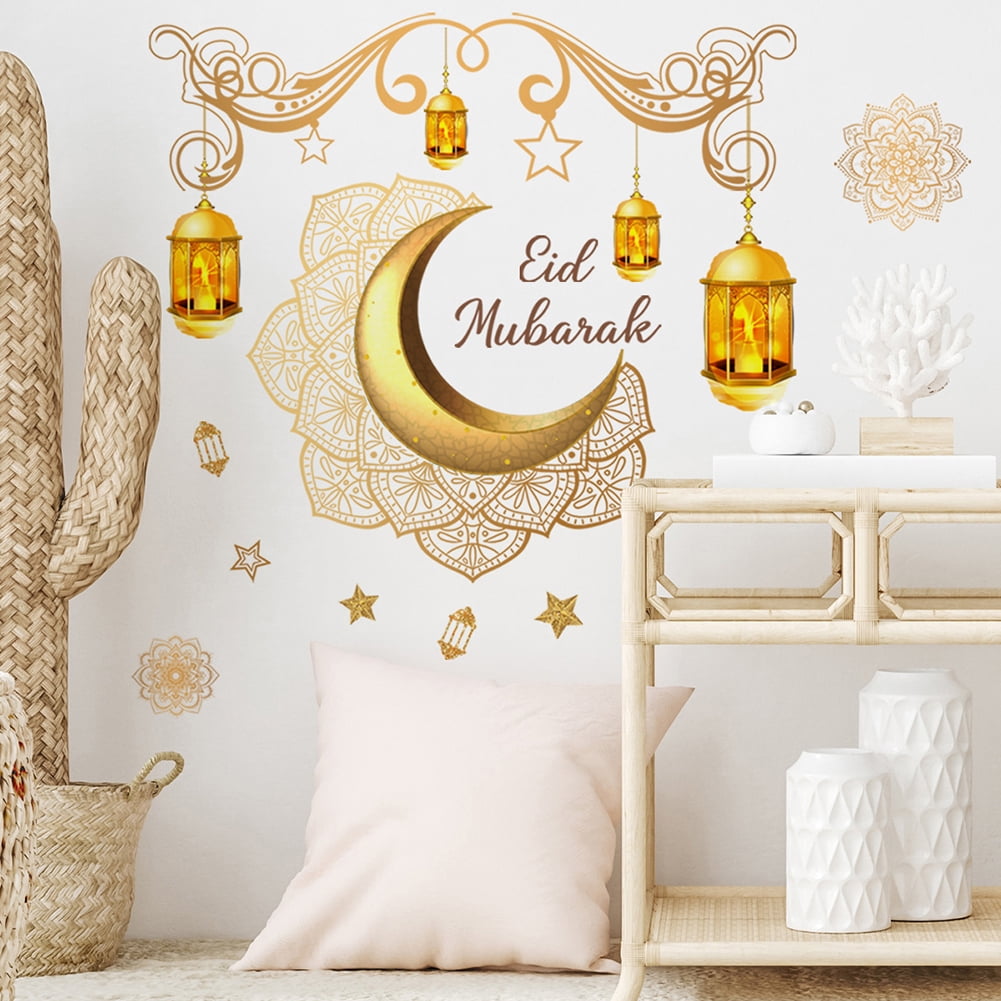 Eid al-Fitr Lunar Star Wall Stickers Ramadan Islamic Ornaments PVC Self ...