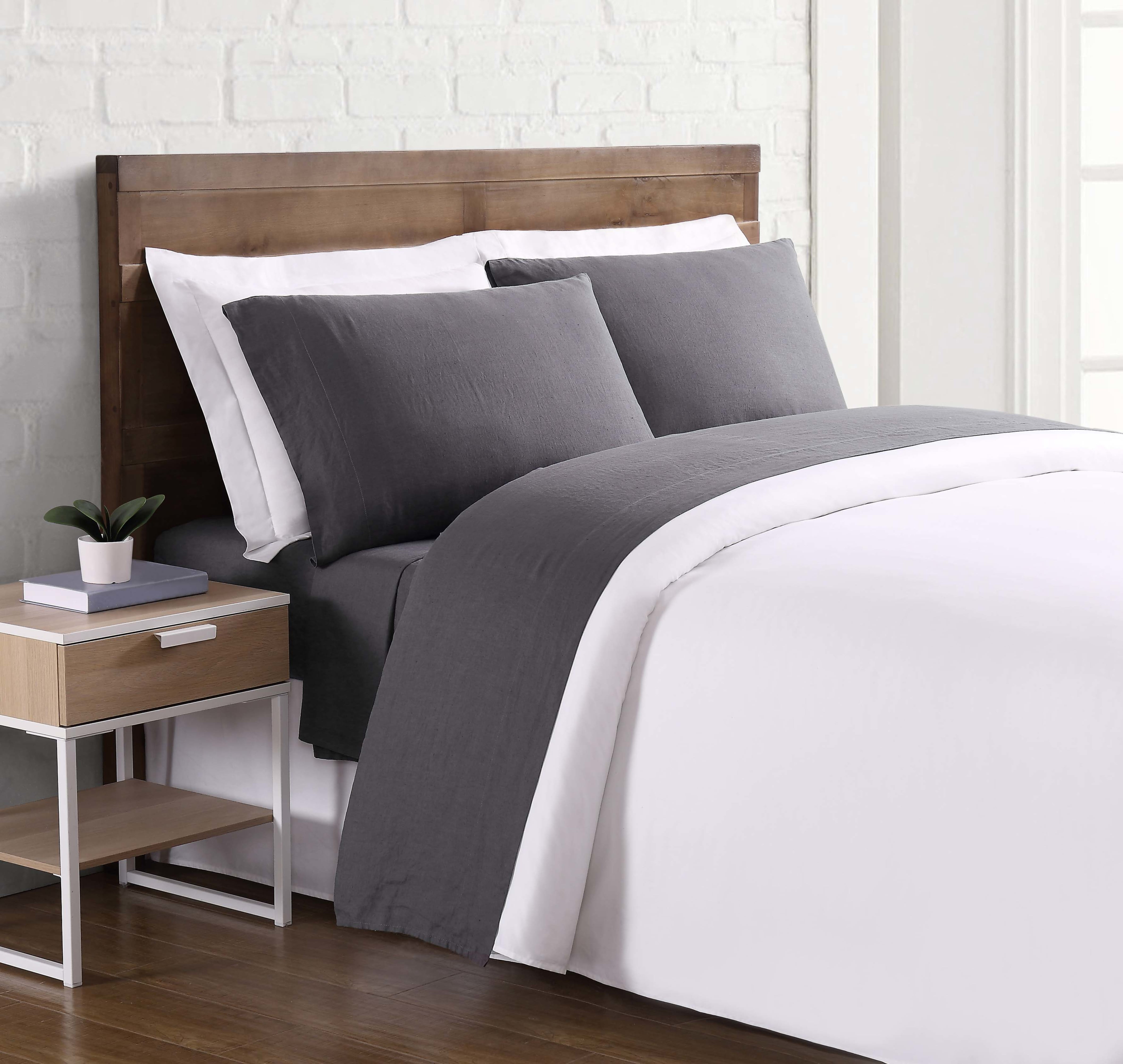 Eider & Ivory Beverly Solid Color Linen Sheet Set: Queen and King Bed ...
