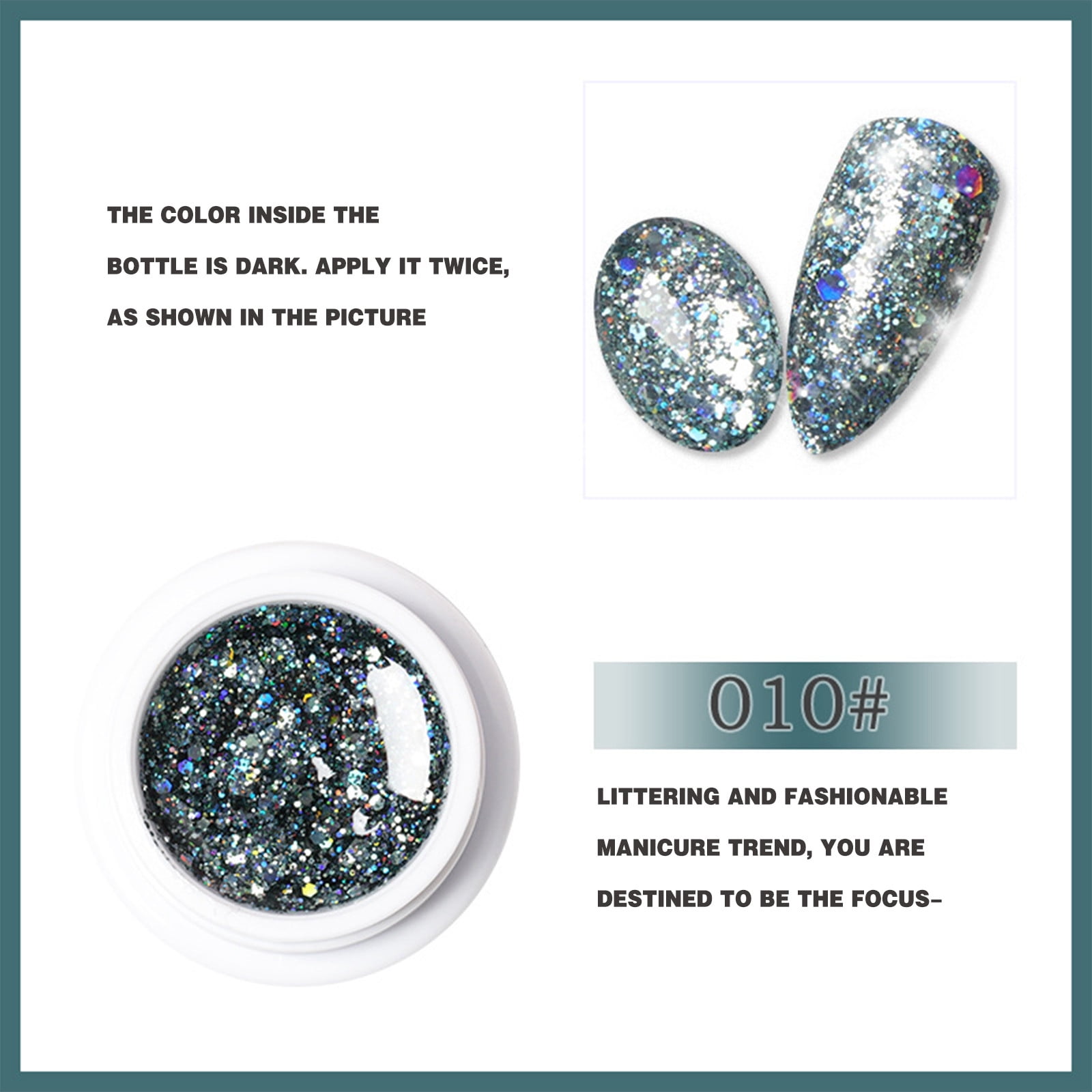 EiecJdf 12 Colors Gel Nail Polish Shiny Sequin Nail Polish White Nail ...