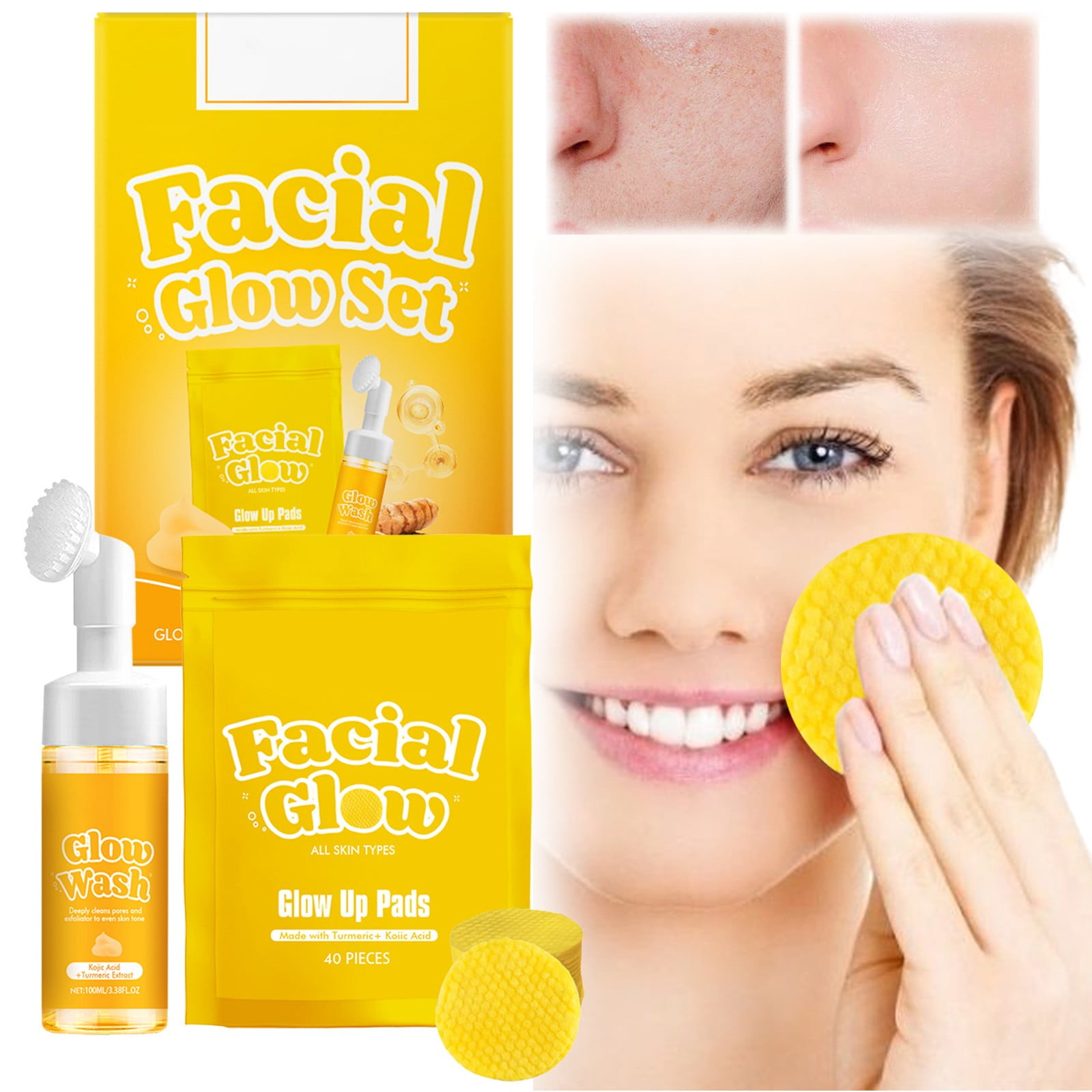 EiecJdf Glow Wash Wash With Brush Glow Wash & Kojic Natural Reduce ...