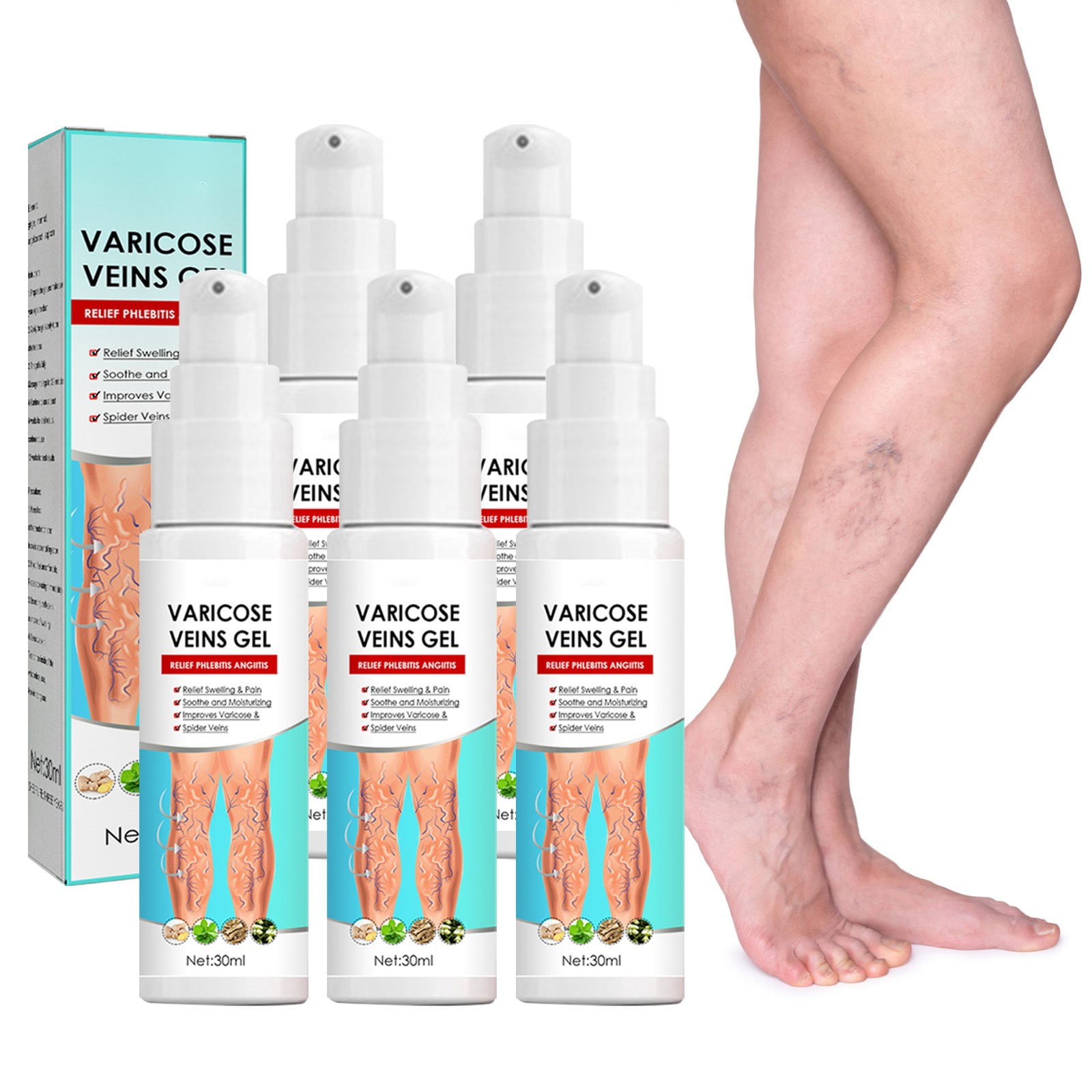EiecJdf Varicose Vein Massage Spray Gel Relieves Leg Earthworm ...