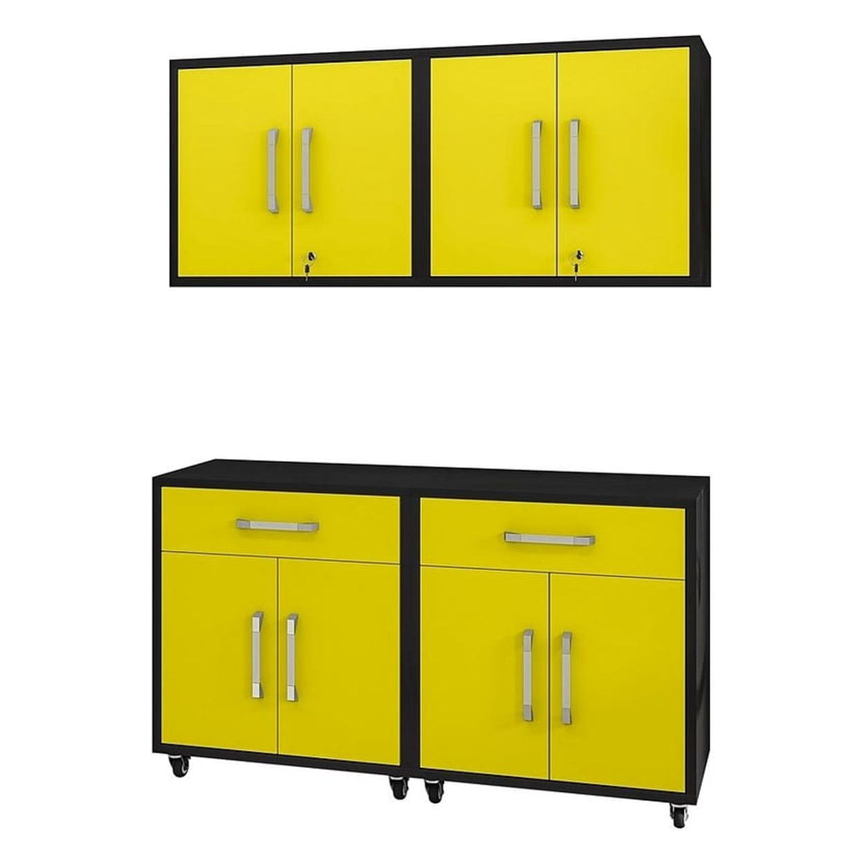 Eiffel 4-Piece Garage Storage Set in Matte Black and Yellow - Walmart.com