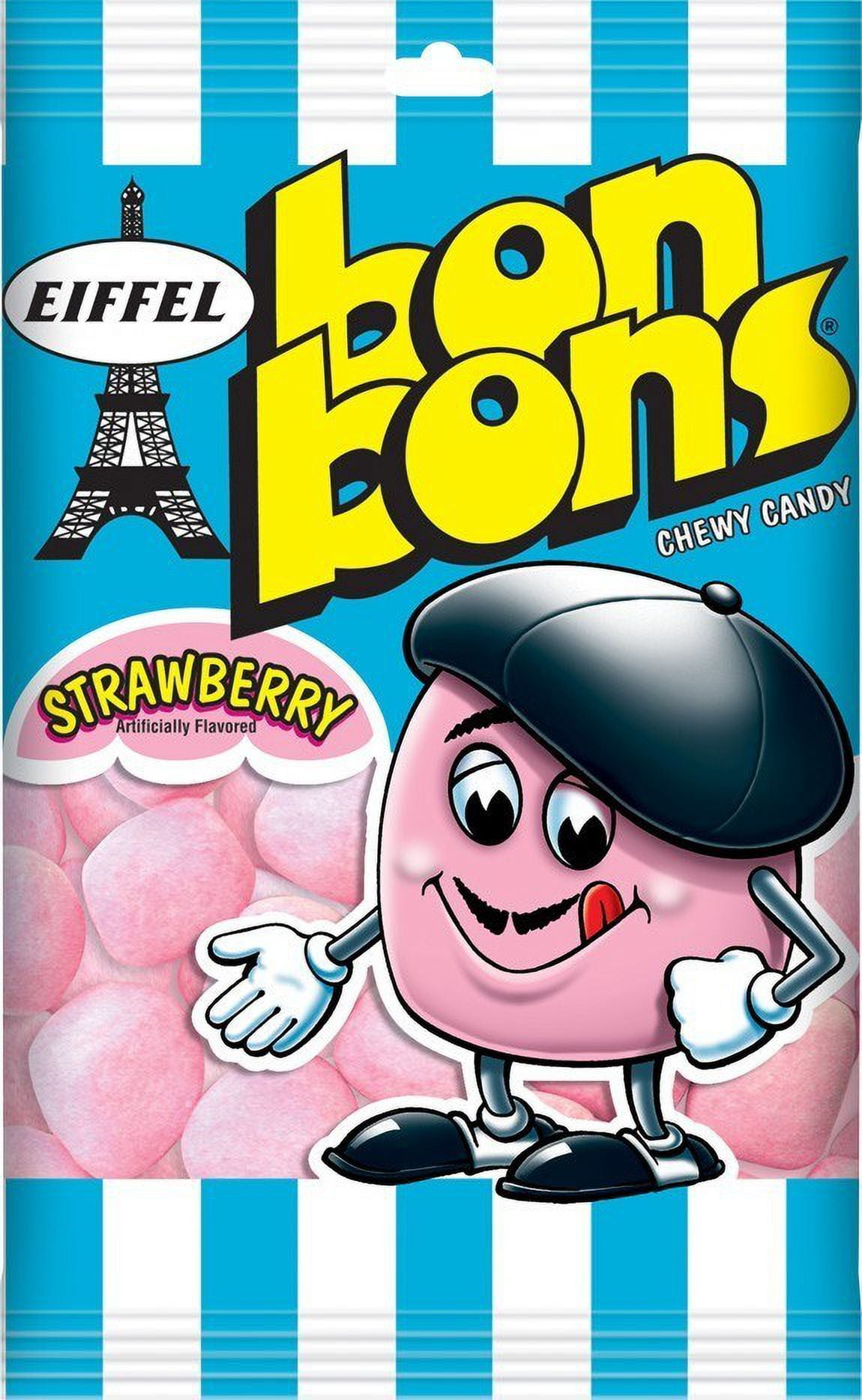 Eiffel Retro Strawberry Bon Bon Candy, Chewy Candies, 4oz Bag, Bulk Box ...