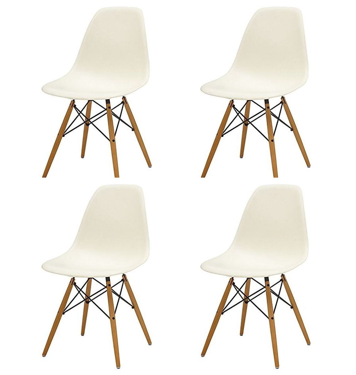 Eiffel Dining Chair with Wood Base - Cream - Walmart.com