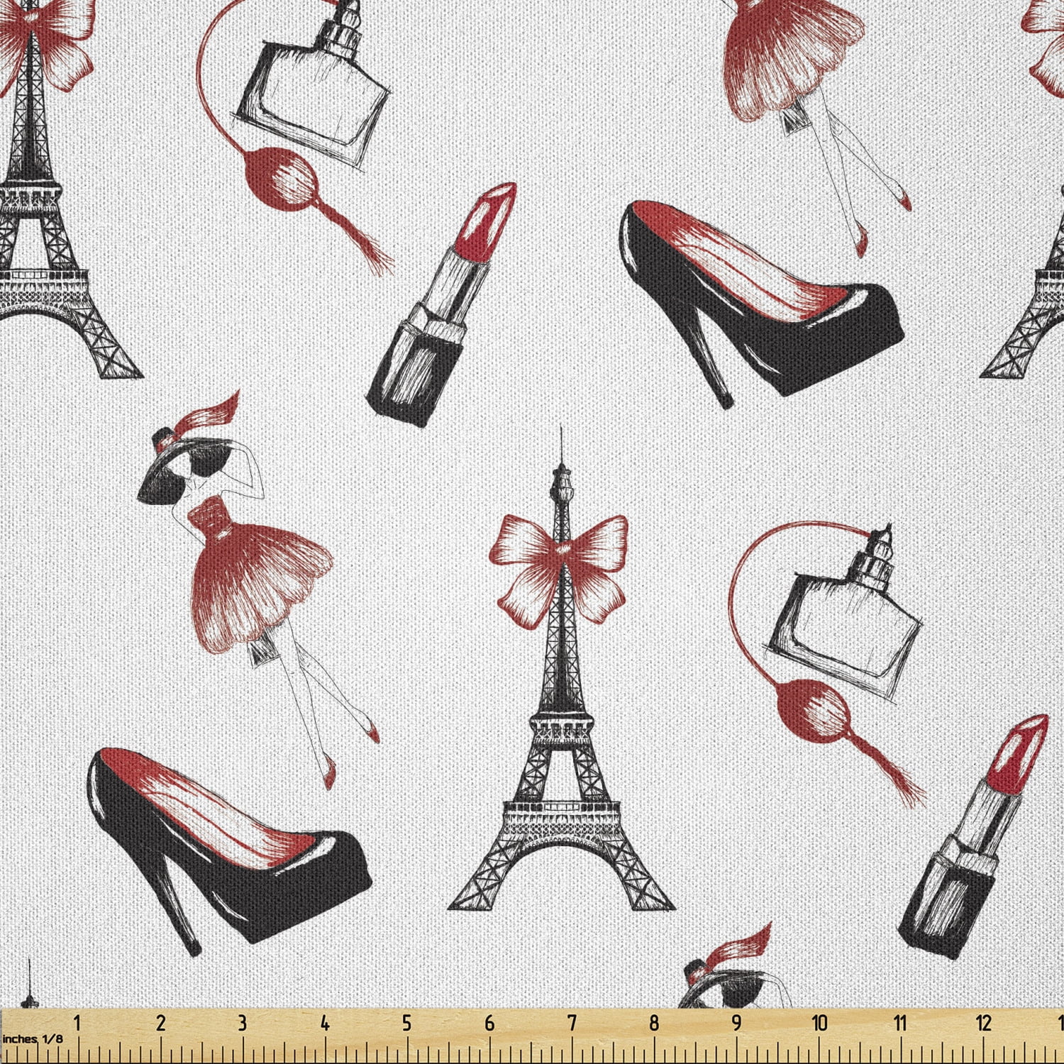 Eiffel Fabric by The Yard, Hand Drawn Style Pattern Women Fashion ...
