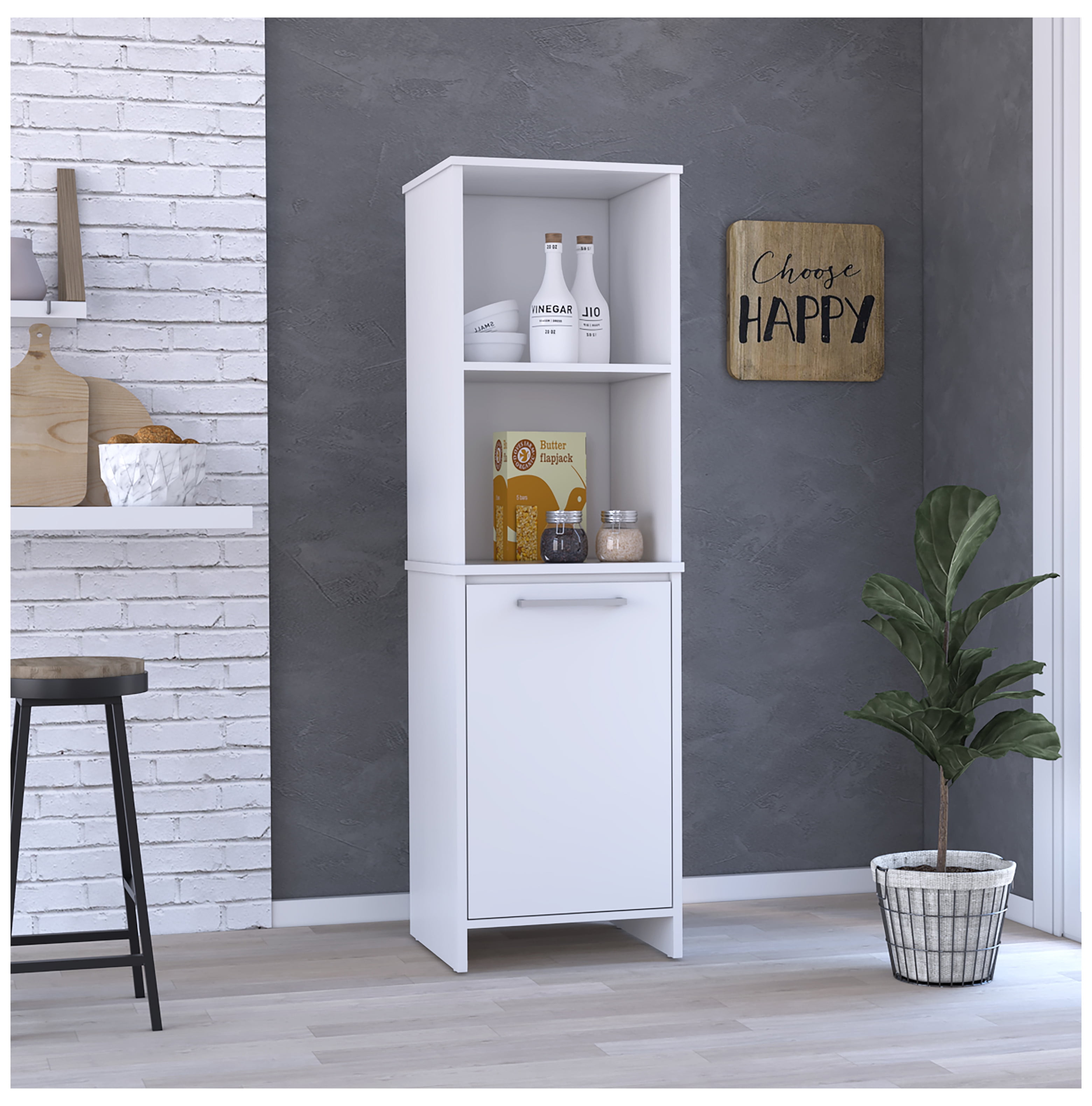 Eiffel Kitchen Pantry, Two External Shelves, Single Door Cabinet, Two ...