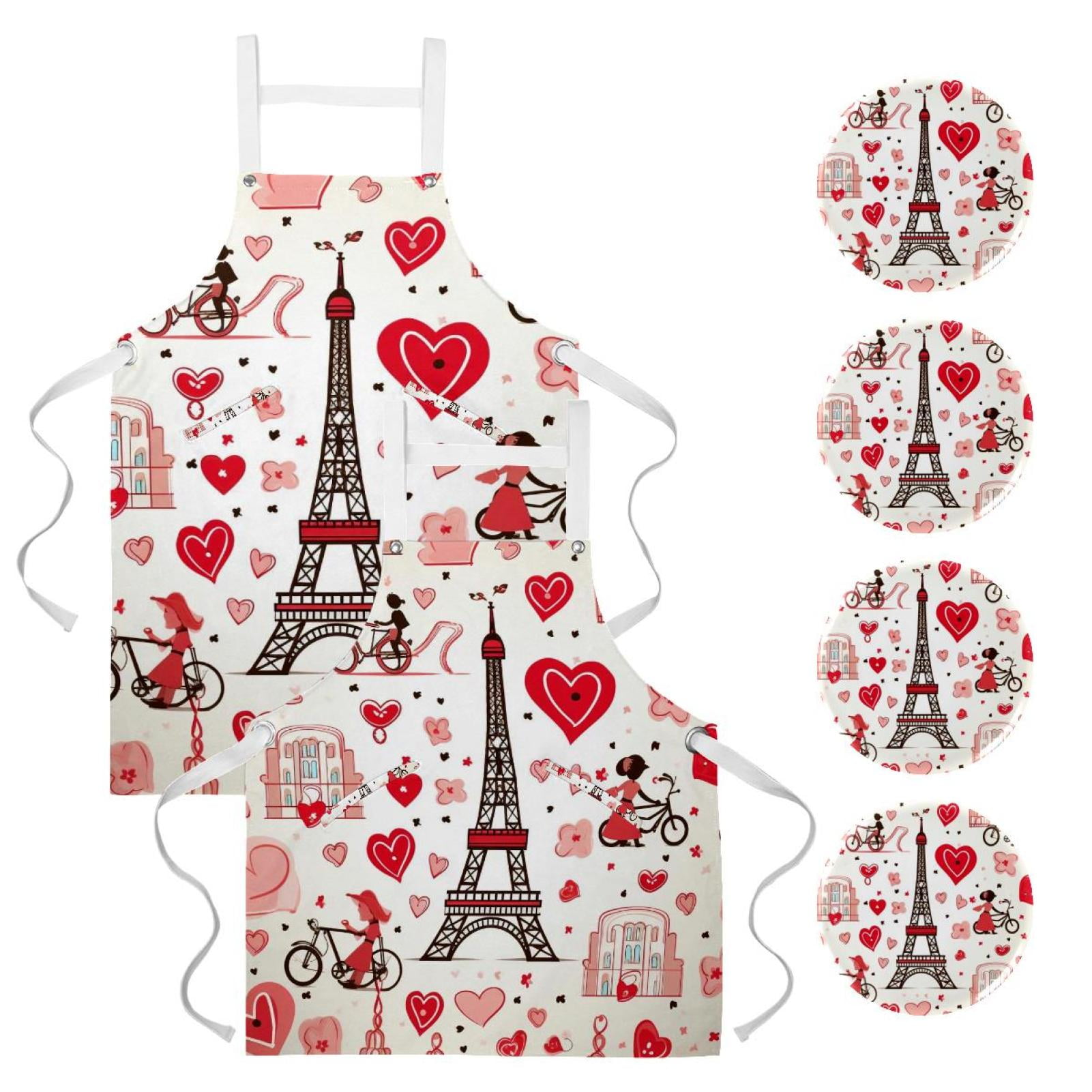Eiffel Tower 2 Pack Waterproof Apron with Pockets and Badge - Button ...