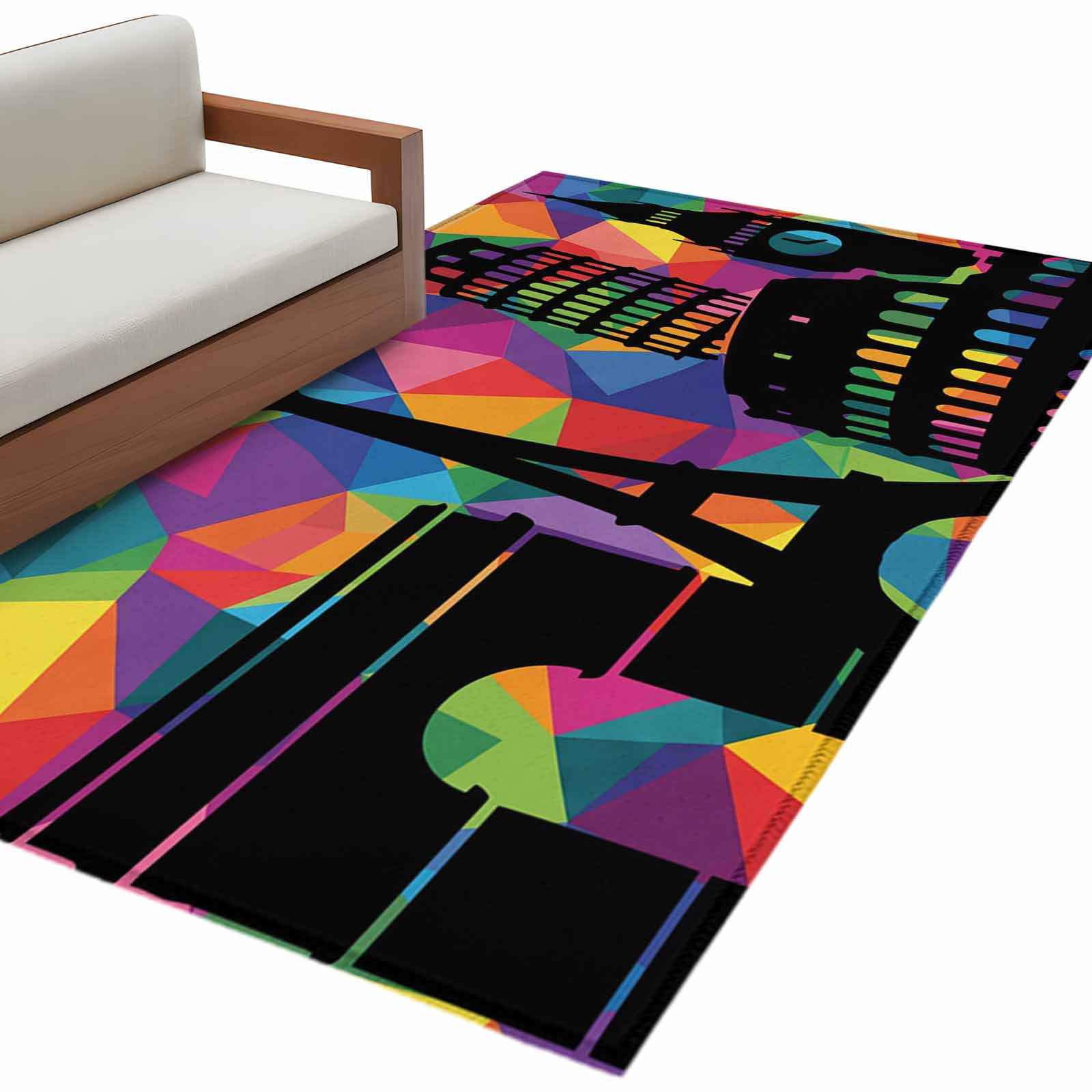 Eiffel Tower Area Rugs Collection 3'x5', Modern Colorful European ...