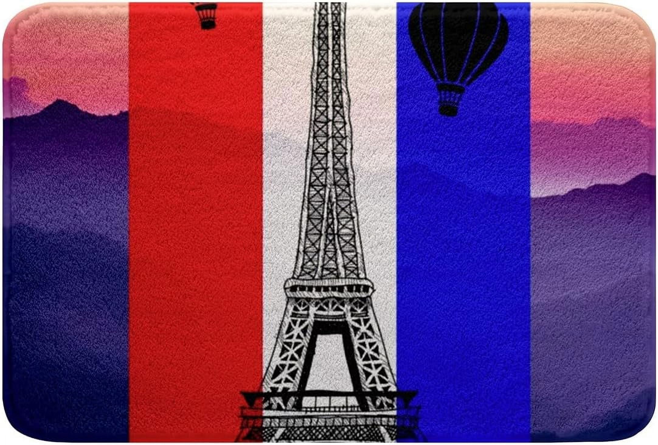 Eiffel Tower Bathroom Rugs Hot Air Balloon Rug City Building of Paris ...