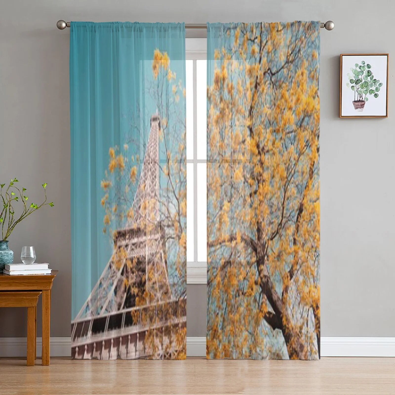 Eiffel Tower Bay Window Screening Curtains Drape Panel Sheer Tulle For Living Room Bedroom Voile ...