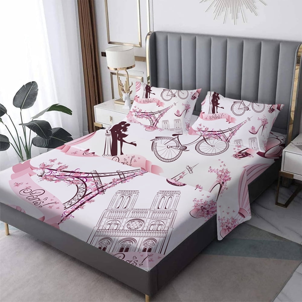 Eiffel Tower Bed Duvet Cover Set Chic Paris Bedding Set Romantic Theme ...