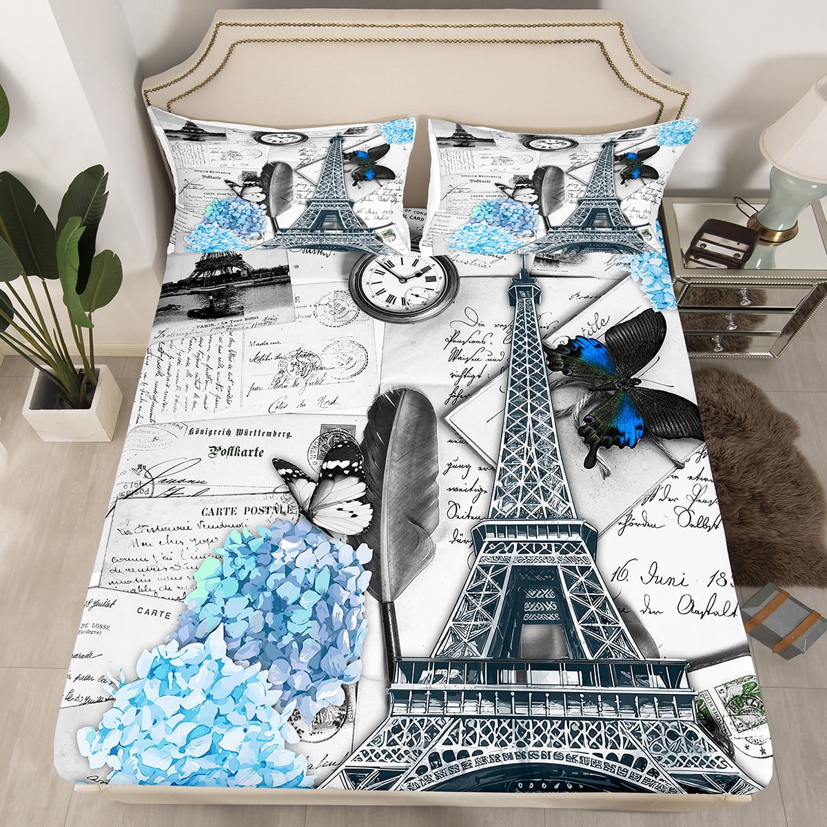 Eiffel Tower Bed Sheets Paris Bed Set for Boys Girls Couples French ...