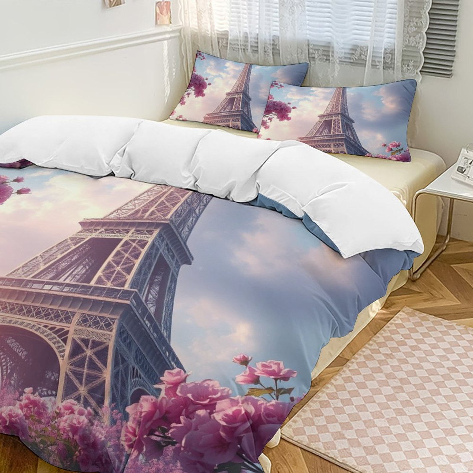 Eiffel Tower Bedding Set Duvet Cover for Kids Teen Boys Modern Abstract ...