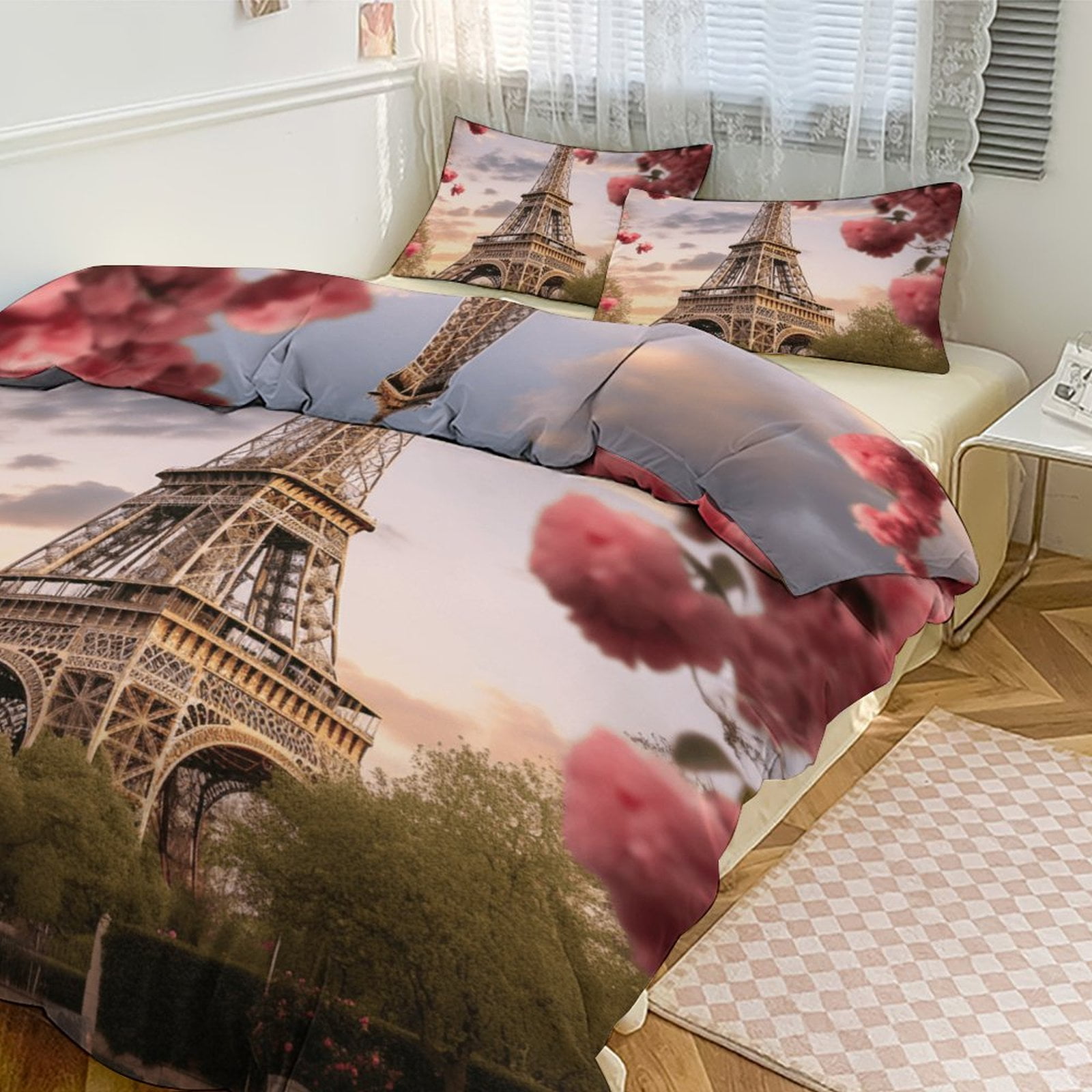 Eiffel Tower Bedding Sets Twin Duvet Cover 3 Piece Cute Bed Set for ...