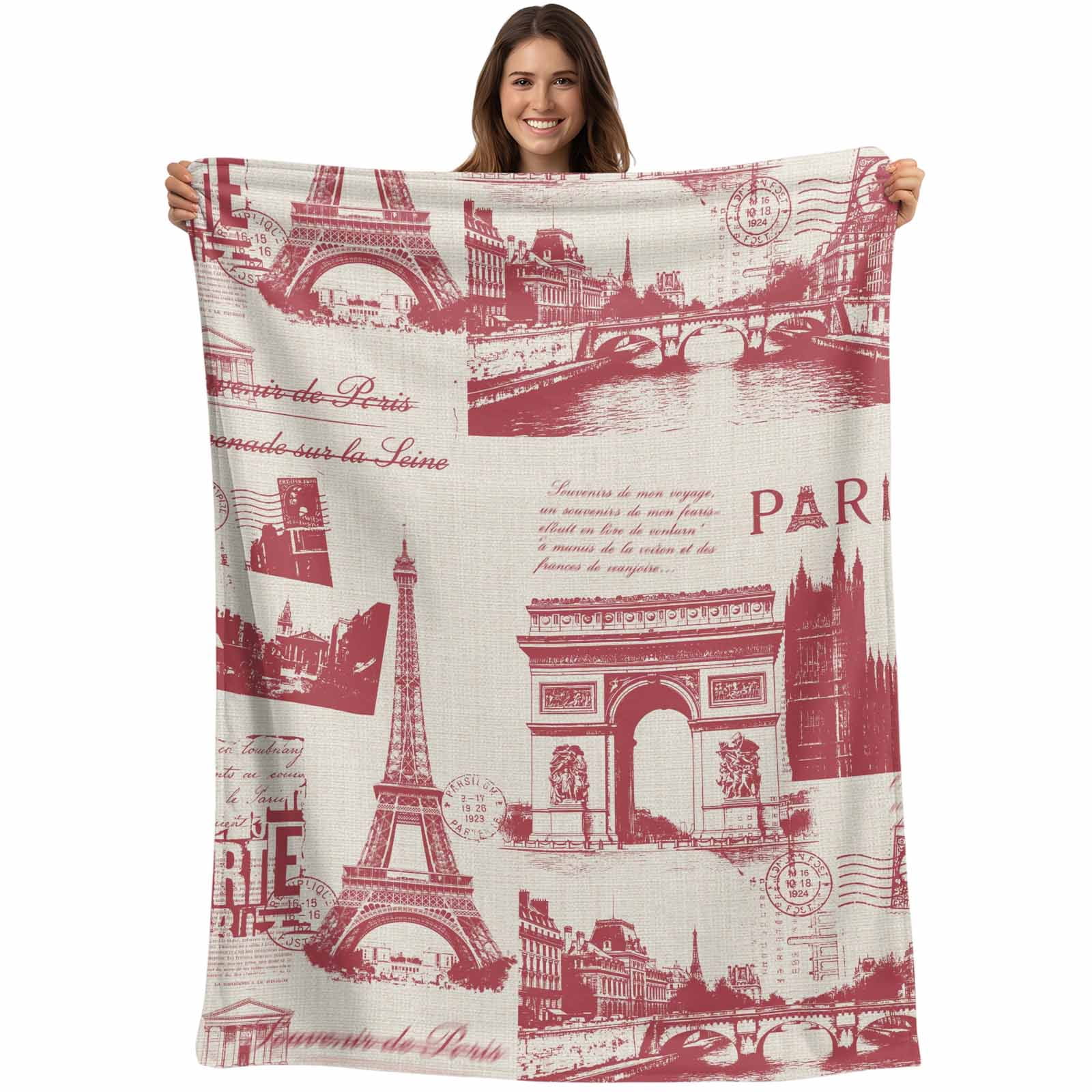 Eiffel Tower Blanket Soft Cozy Warm Throw Blanket for Couch, Plush ...