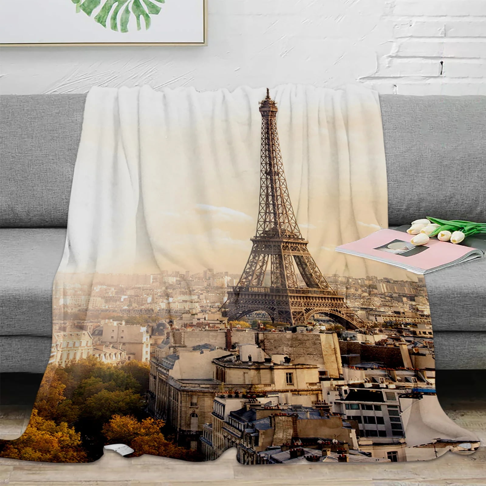 Eiffel Tower Building City Throw Blanket for Kids Warm Sofa Blanket ...