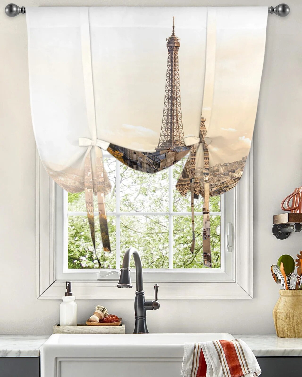 Eiffel Tower Building City Window Curtain for Living Room Bedroom ...