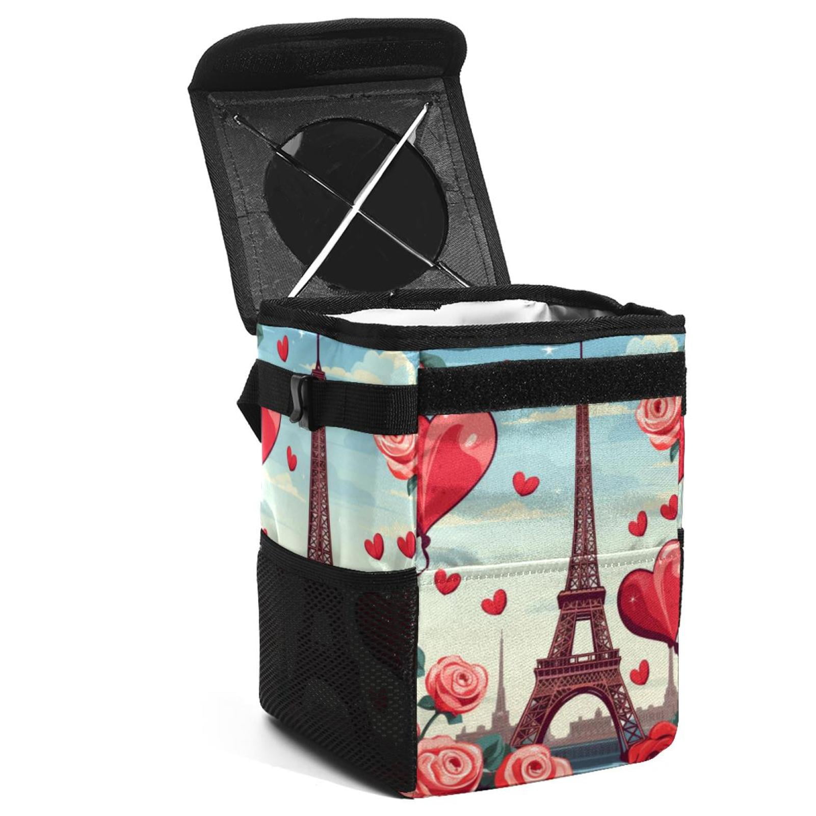 Eiffel Tower Car Garbage Can - Foldable, with Lid, Leak-proof, Hanging ...