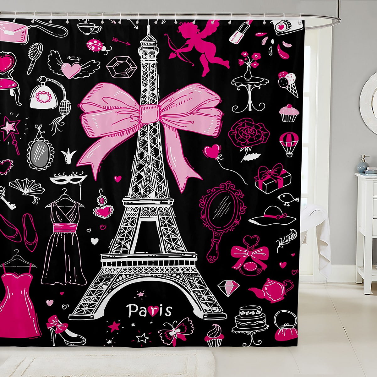 Eiffel Tower,City Building of Paris Shower Curtain Sets,French Style ...