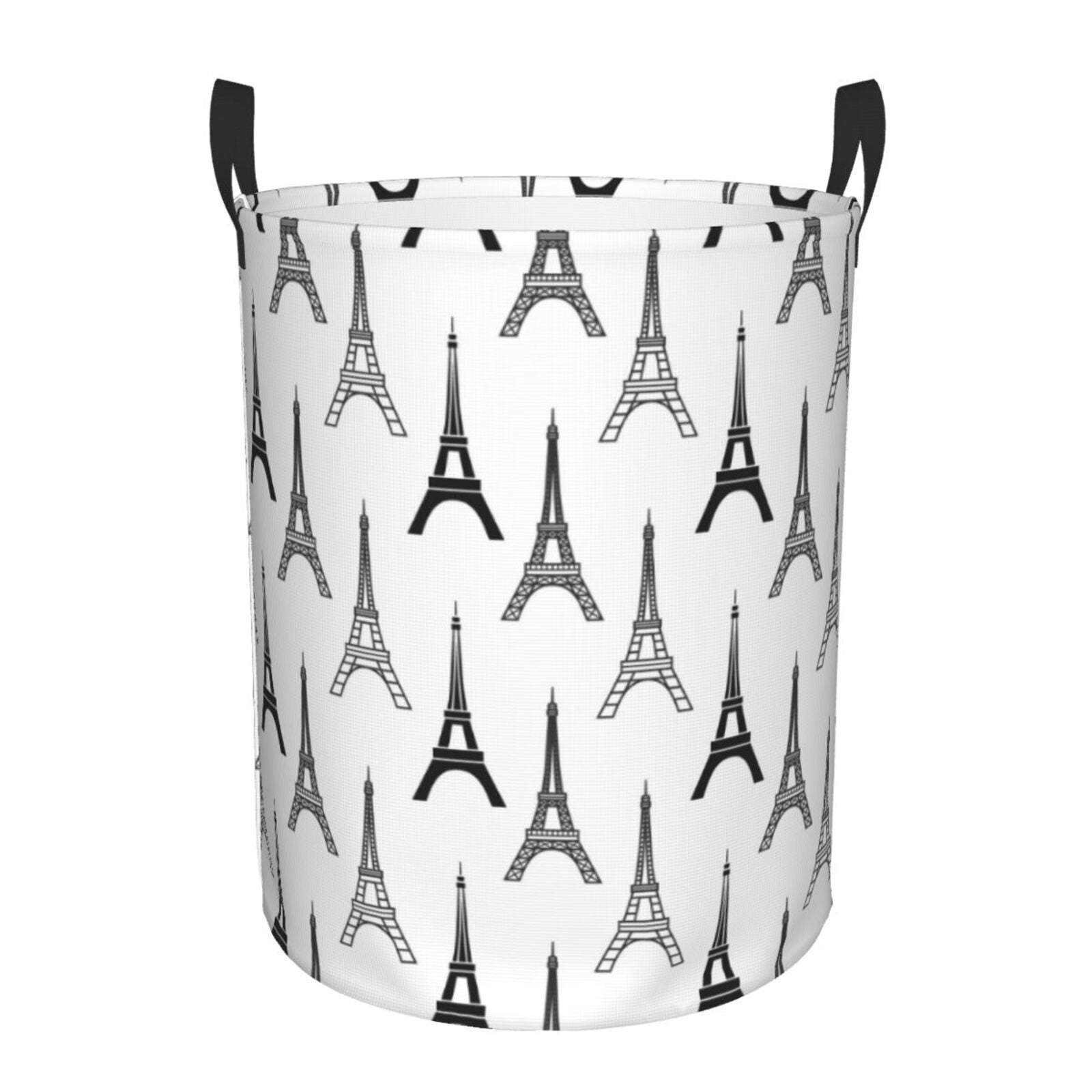 Eiffel Tower Clean Round Laundry Basket, Laundry Hamper with Handle ...