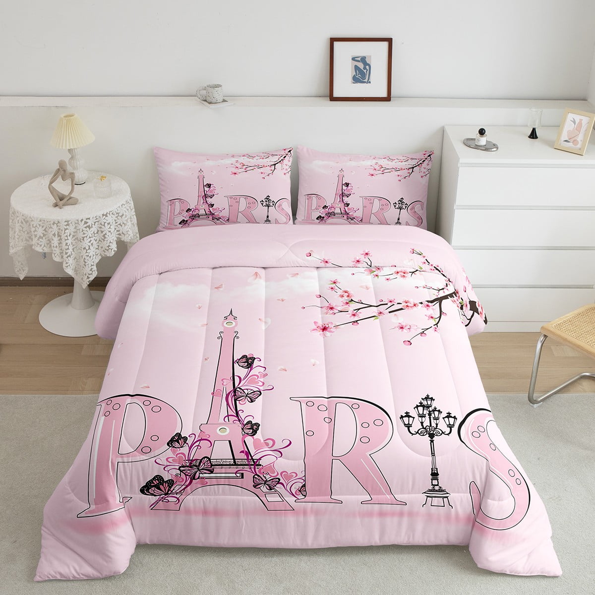 Eiffel Tower Comforter Chic Paris Bedding Set Romantic Theme Comforter ...