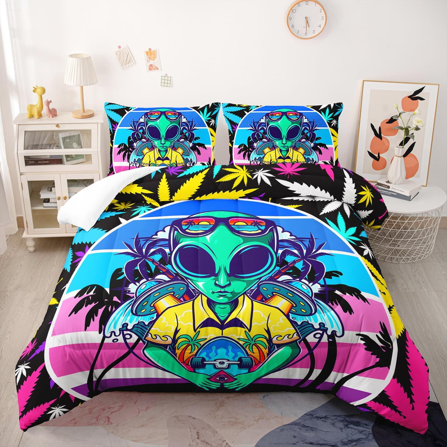 Eiffel Tower Comforter Set Size Flower Balloon Paris Tower Watercolor ...