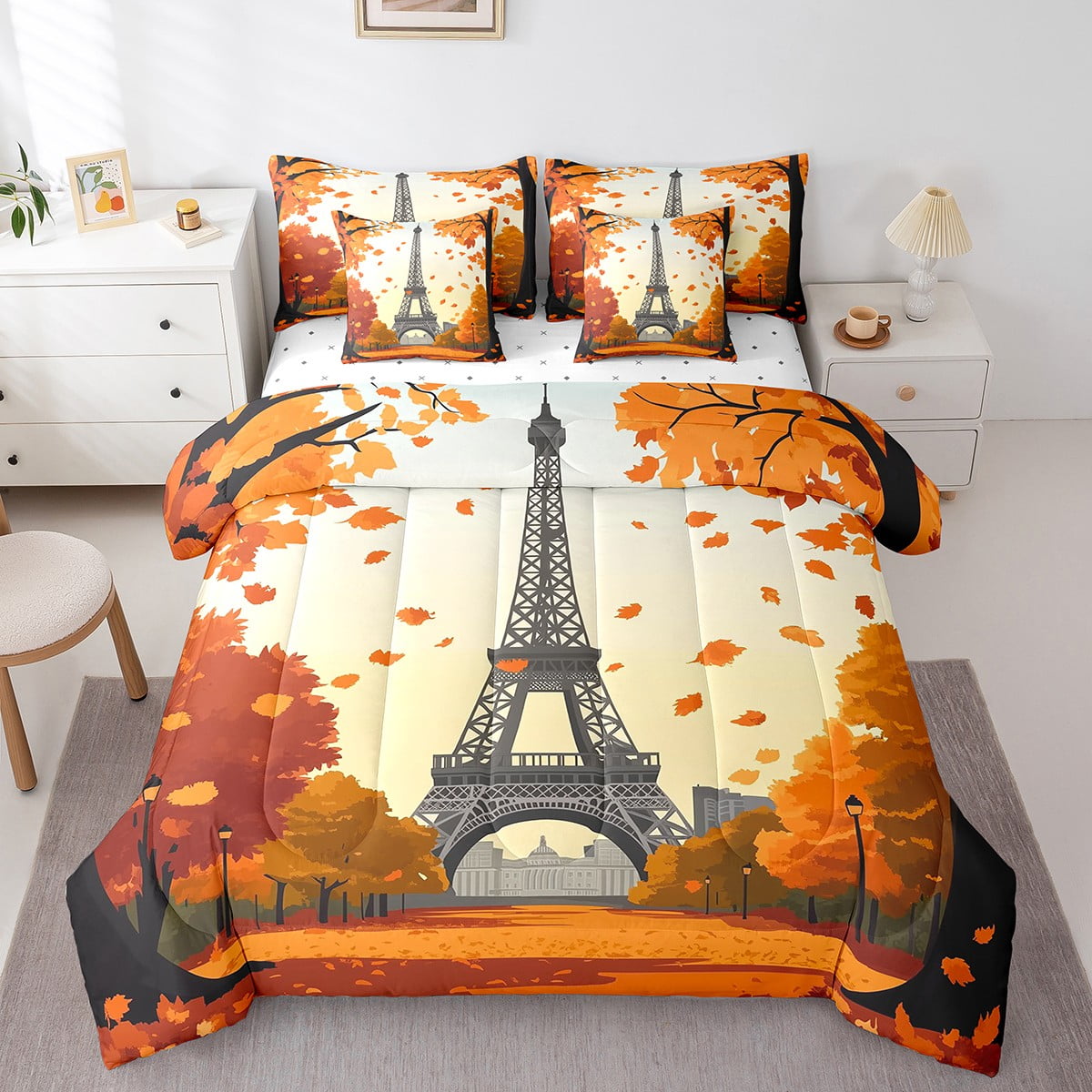 Eiffel Tower Comforter Sets King Size,French Paris Tower 7 Piece ...