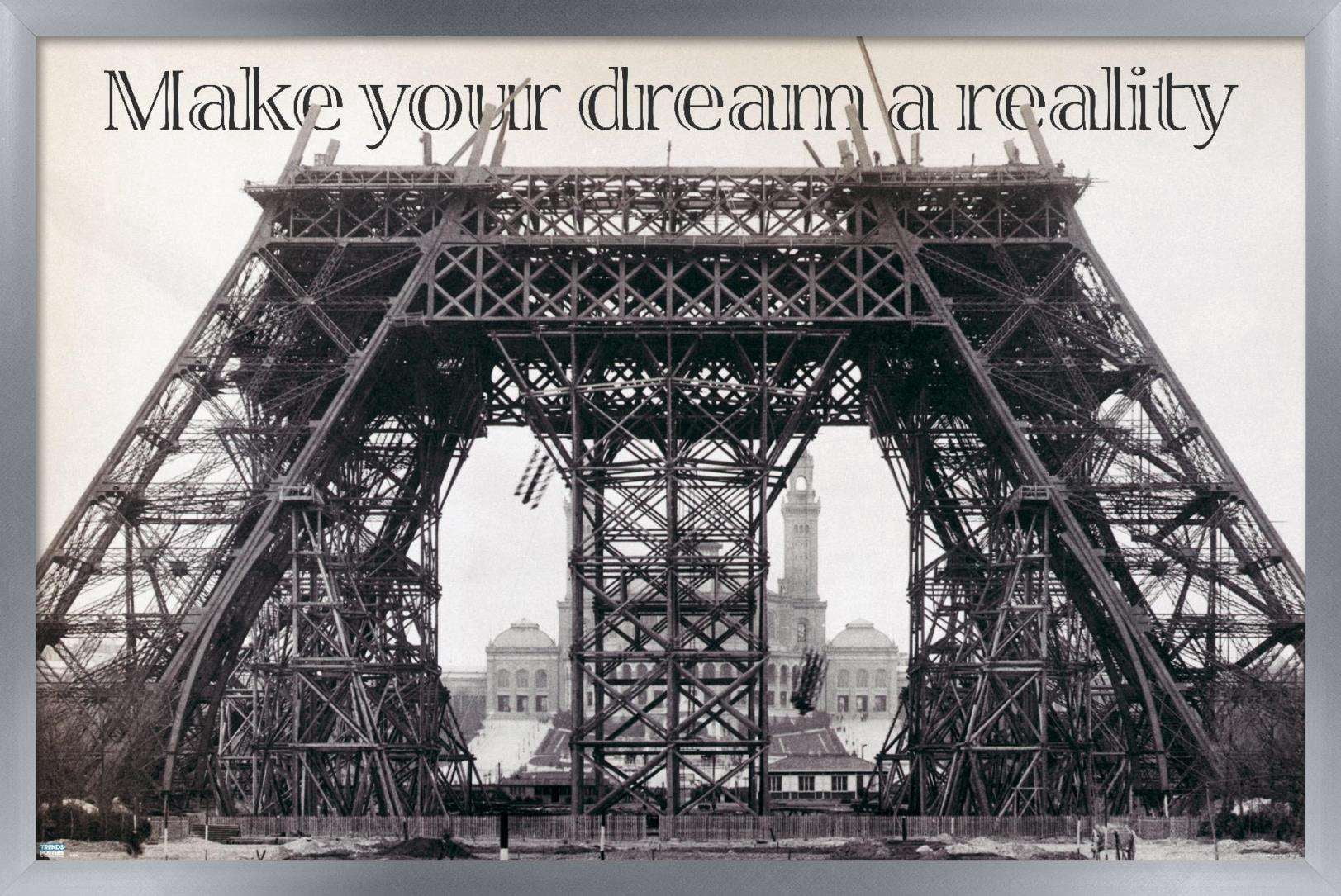 Eiffel Tower Construction Wall Poster, 22.375" x 34" Framed - Walmart.com