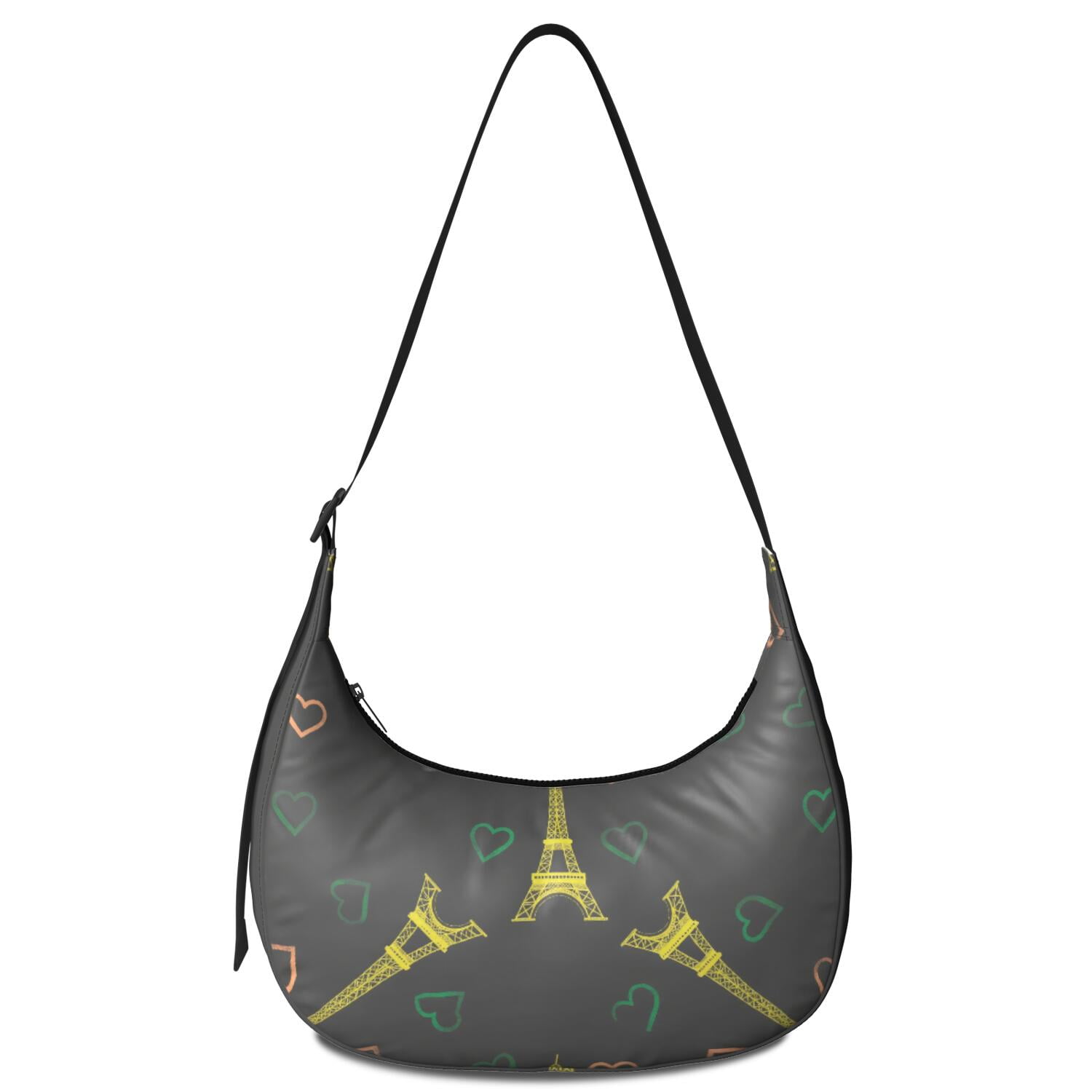 Eiffel Tower Crescent Crossbody Bag Adjustable Strap Bag for Commuter ...
