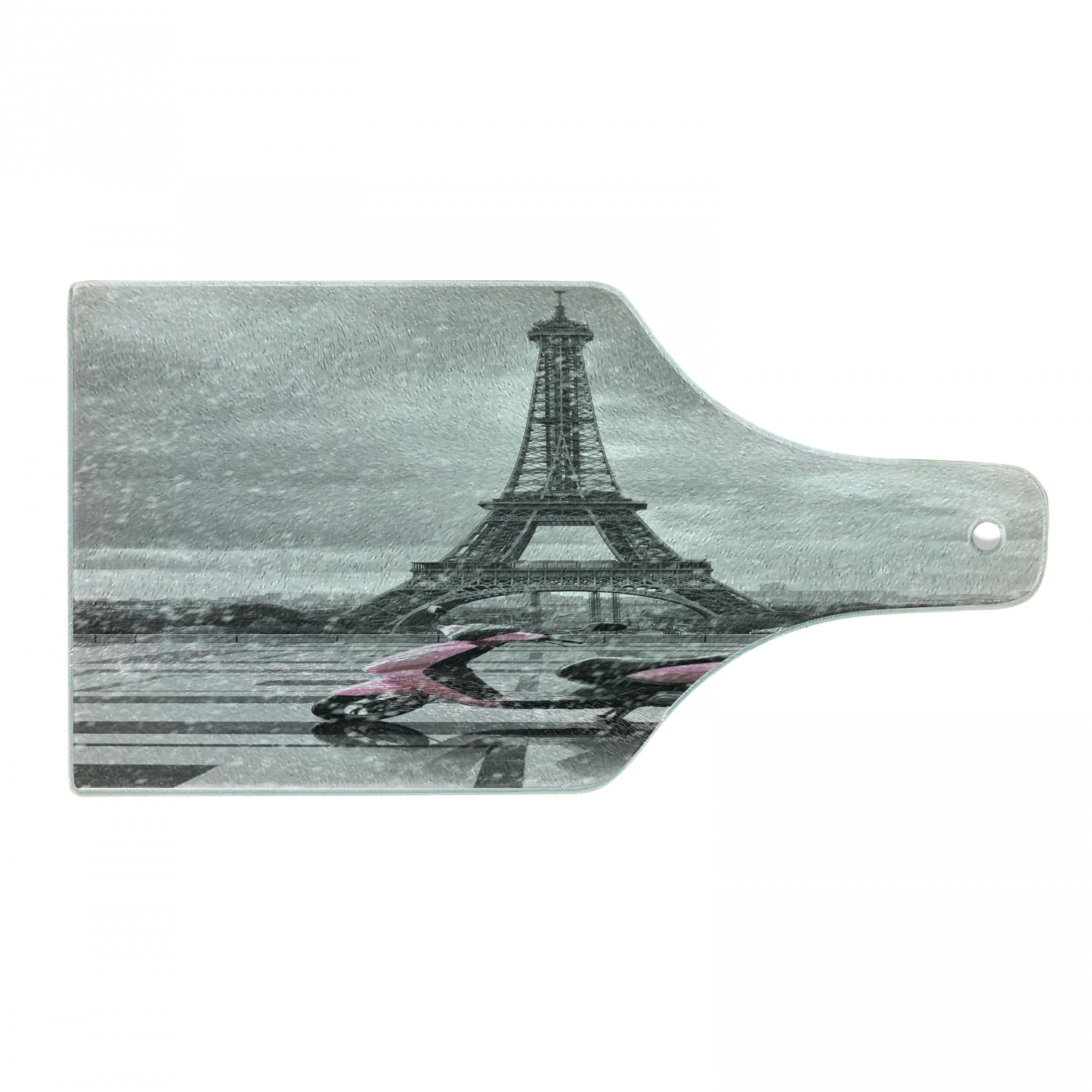 Eiffel Tower Cutting Board, Paris Scene with Greyscale City Background ...