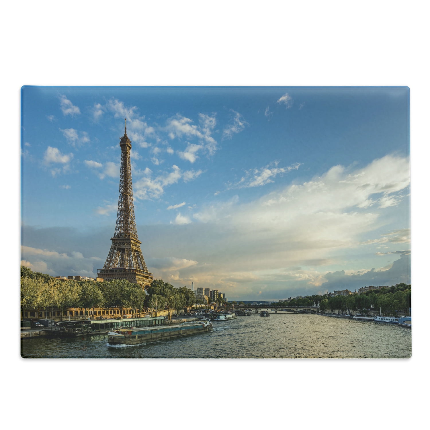 Ambesonne Decor Kitchen Eiffel Tower Cutting Board, Sunset over Paris ...