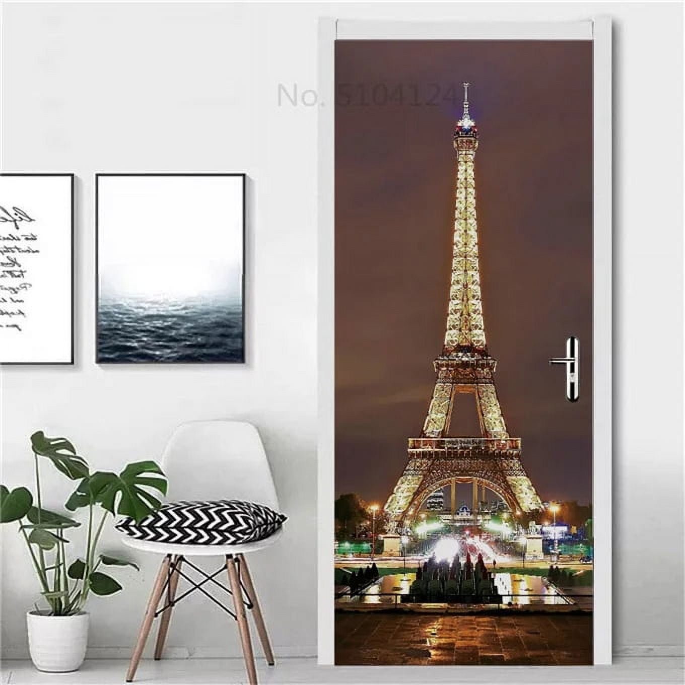 Eiffel Tower Door Sticker 3D Wallpaper Self-Adhesive Door Vinyl Poster Custom Size Wall Decal ...