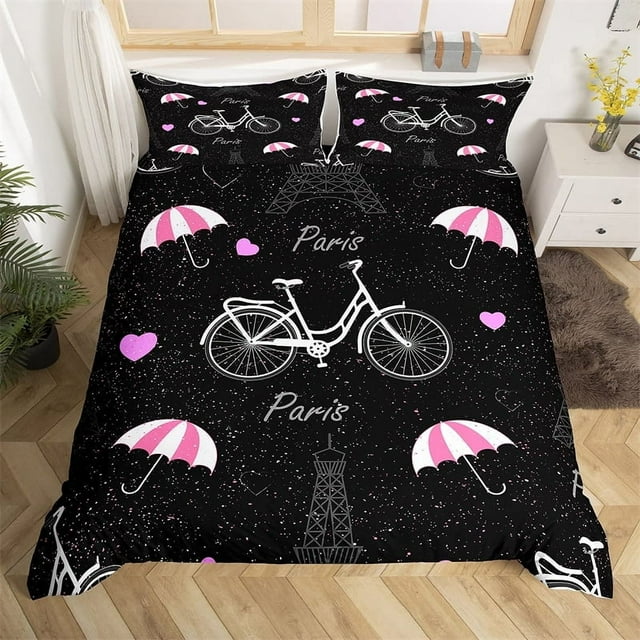 Eiffel Tower Duvet Cover Chic Paris Bedding Set Microfiber Modern ...