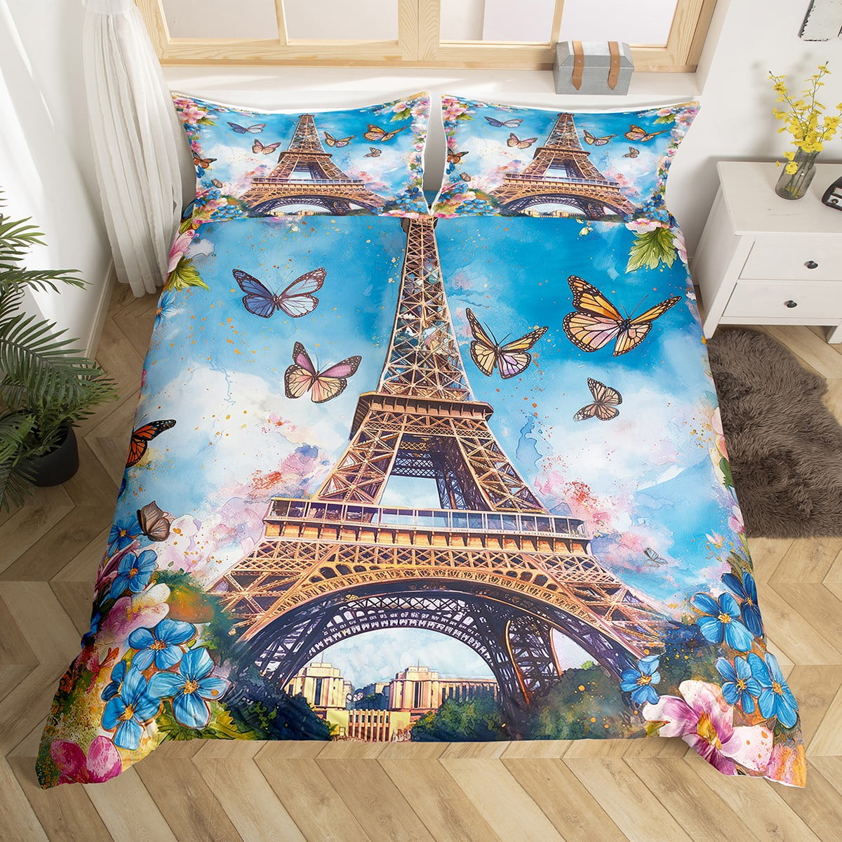 Eiffel Tower Duvet Cover French Style Bedding Set 2 Pcs,Dreamy ...