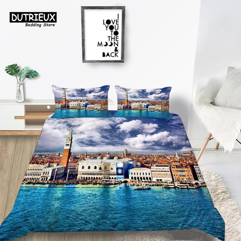 Eiffel Tower Duvet Cover Modern French Paris Cityscape Bedding Set 3D ...