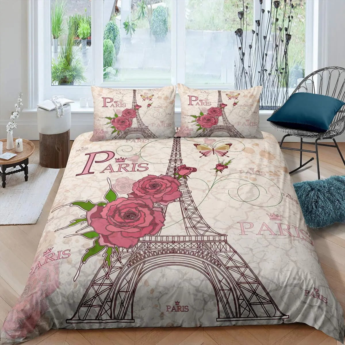Eiffel Tower Duvet Cover Paris Tower Red Car Bedding French Style Home ...