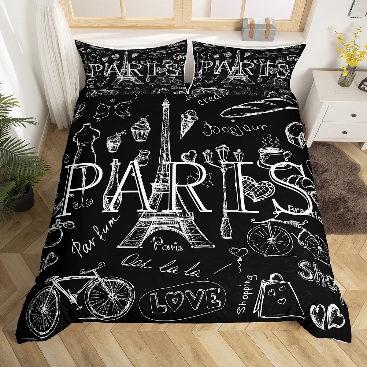 Eiffel Tower Duvet Cover Queen,Romantic Paris Tower Bed Sets For Teens ...
