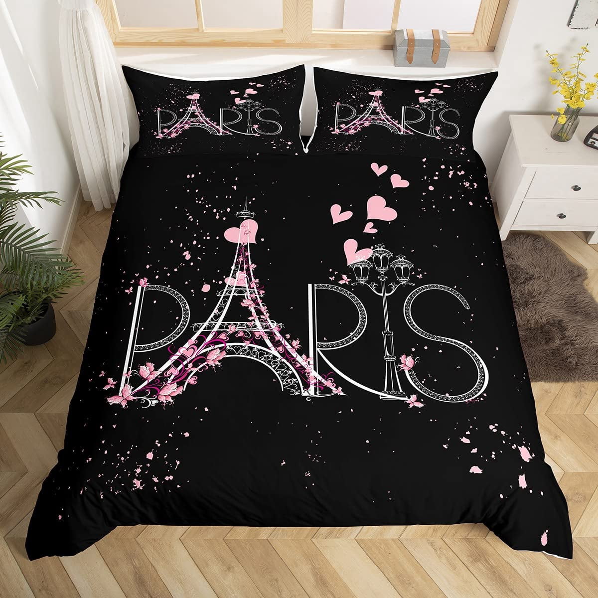 Eiffel Tower Duvet Cover Set King Paris Building Themed Couple Bedding ...