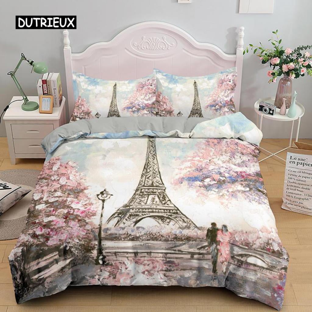 Eiffel Tower Duvet Cover Set King Polyester Eiffel Tower At Sunset ...