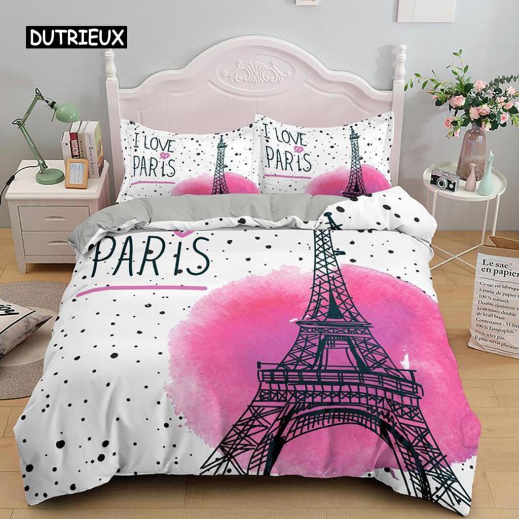 Eiffel Tower Duvet Cover Set King Polyester Eiffel Tower At Sunset ...