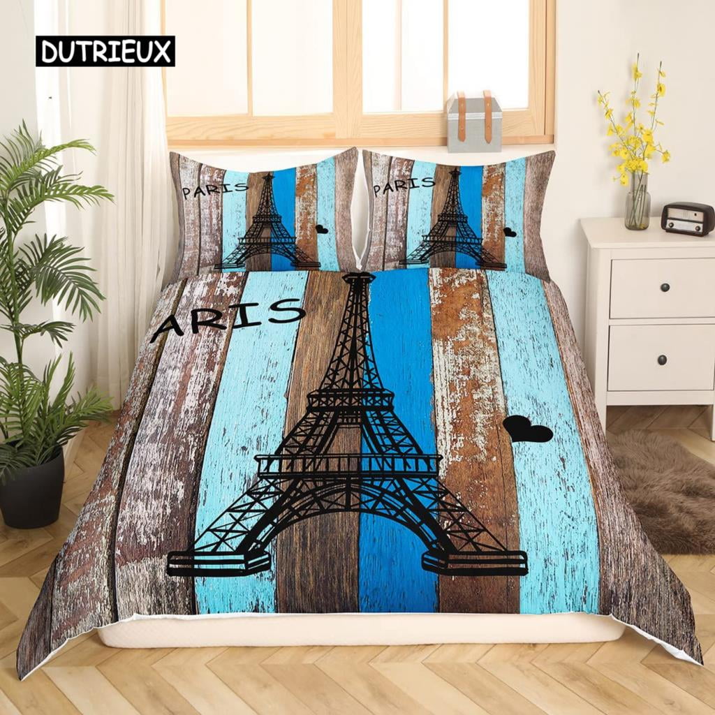 Eiffel Tower Duvet Cover Set King Size Paris Tower Bedding Set for Boy ...