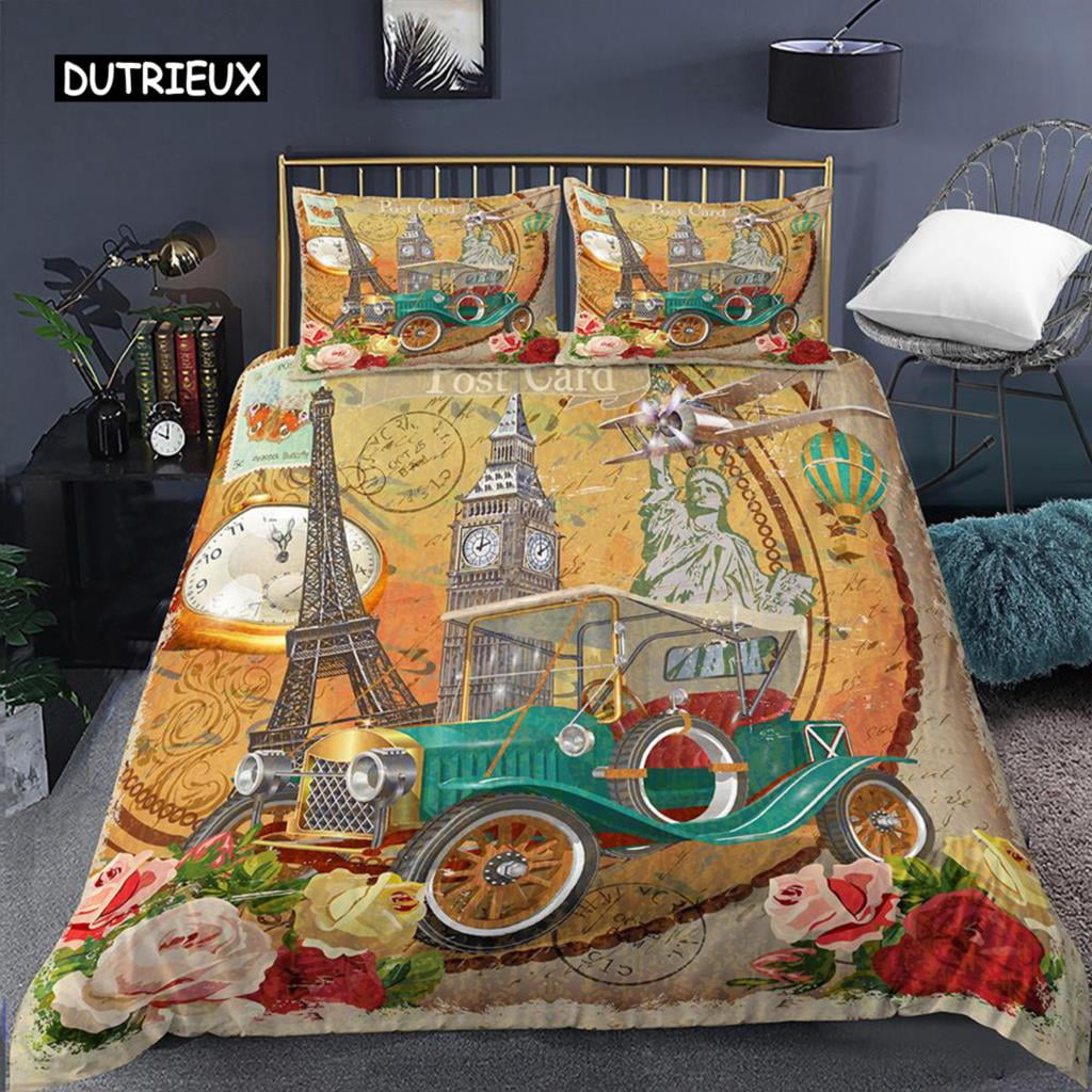 Eiffel Tower Duvet Cover Set Microfiber Paris France Comforter Cover ...
