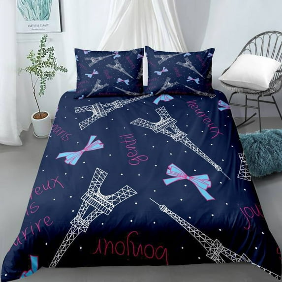 Eiffel Tower Duvet Cover Sets Chic Paris Bedding Set Romantic Theme ...