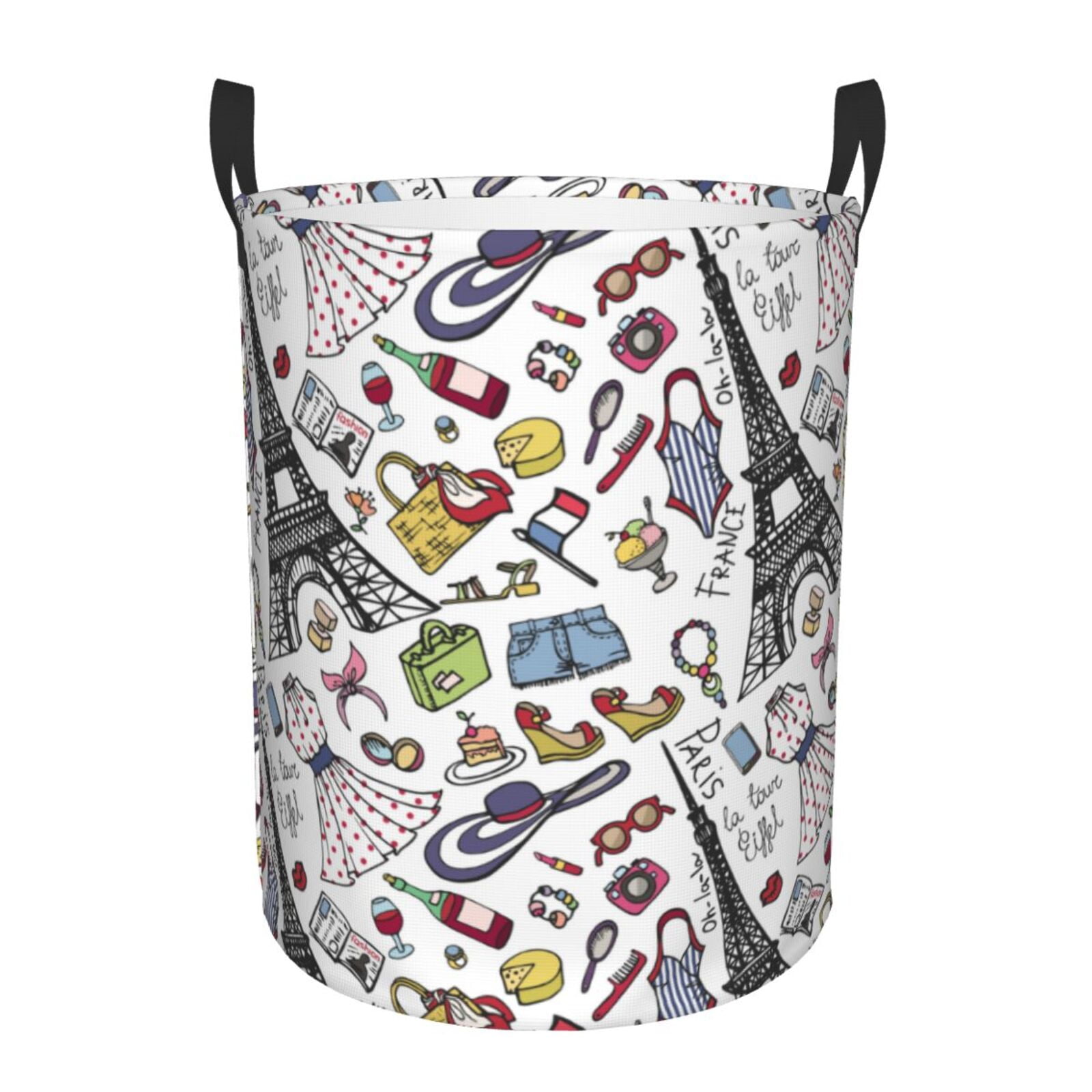 Eiffel Tower Fancy Laundry Basket with Handles - Freestanding Laundry ...