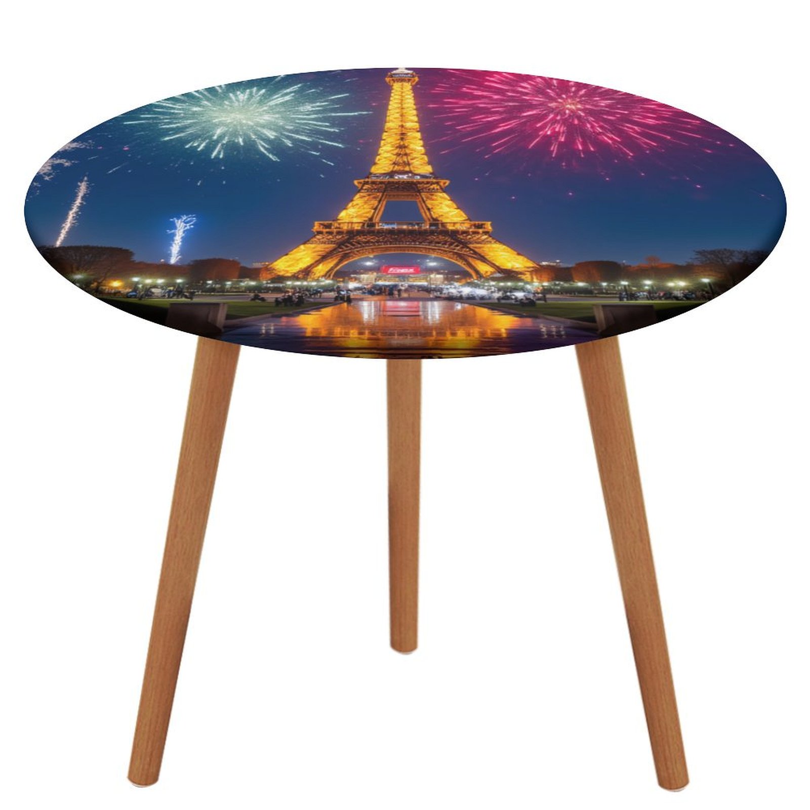 Eiffel Tower with Fireworks Display Pattern Round Tablecloth Waterproof ...